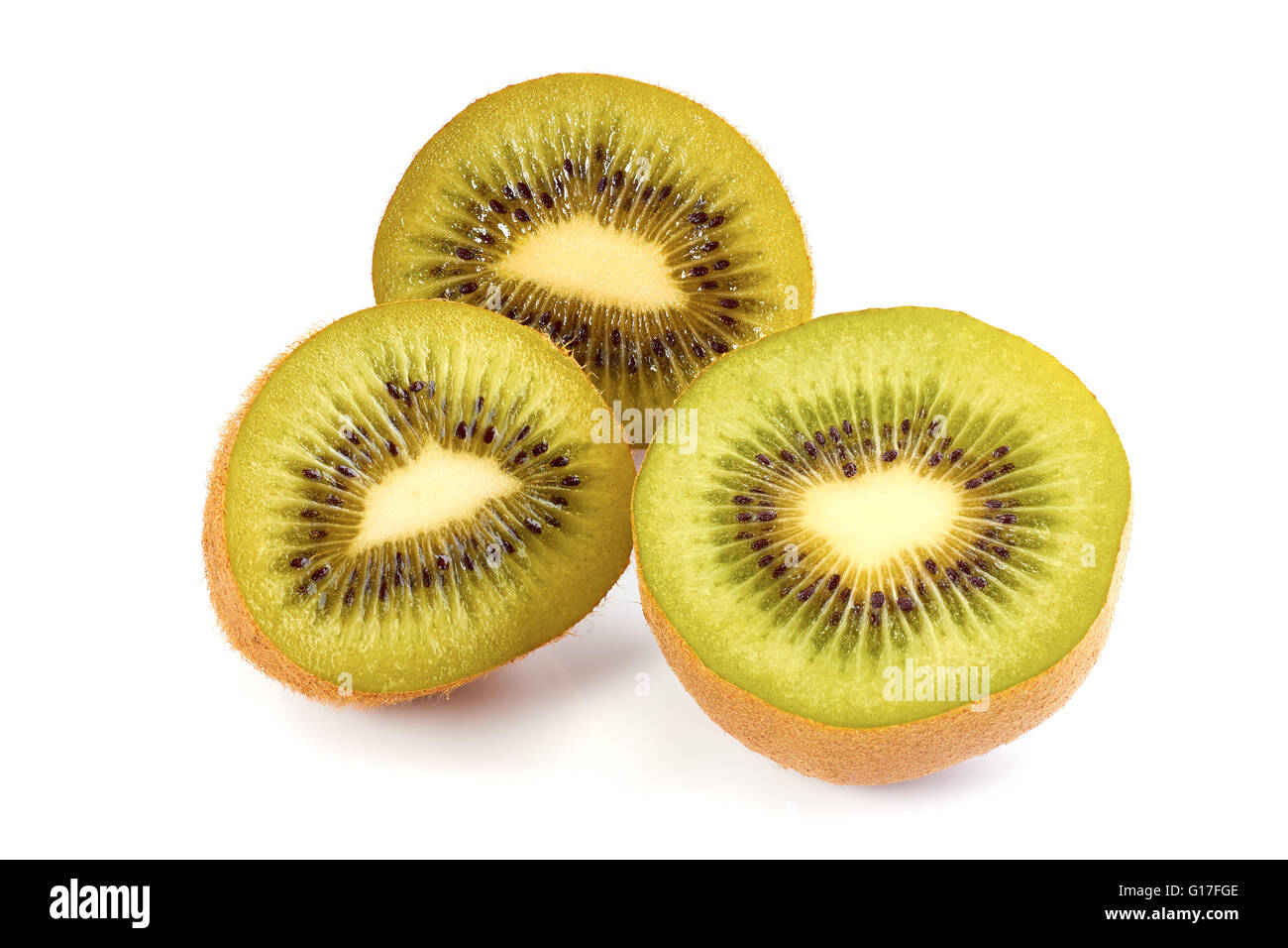 Kiwi slices on white Stock Photo - Alamy