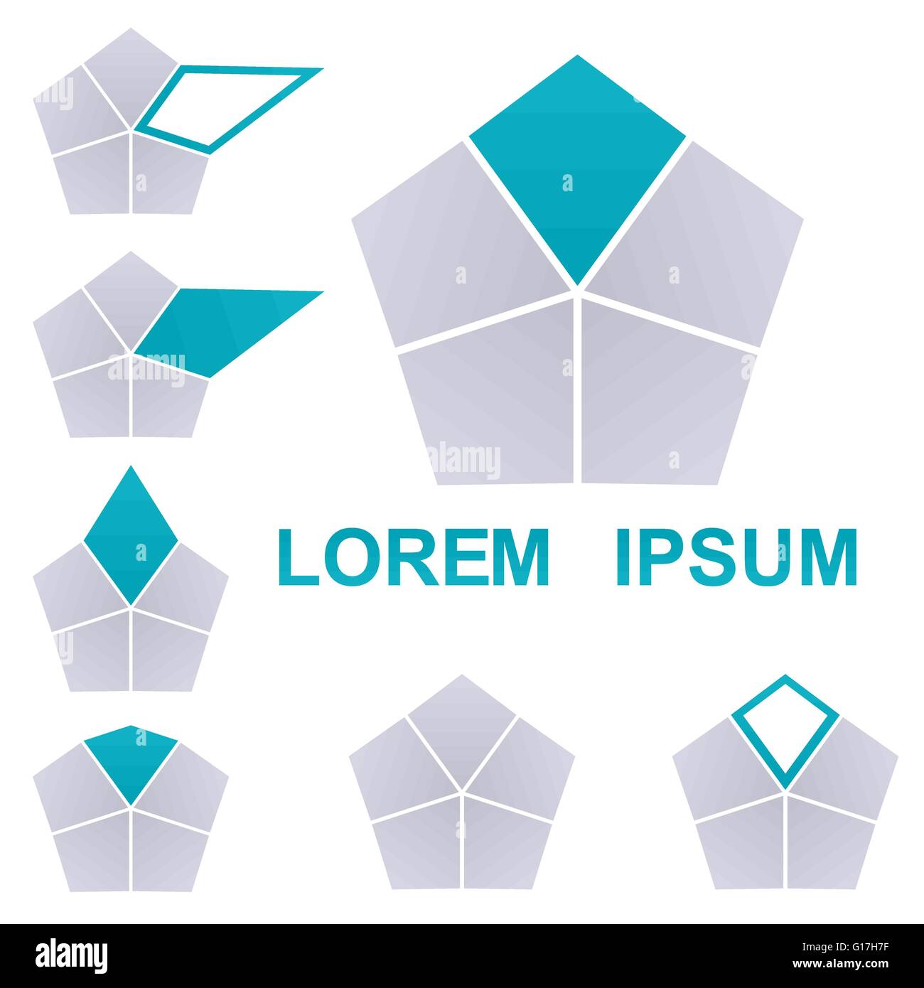 Cyan pentagon logo design set Stock Vector Image & Art - Alamy