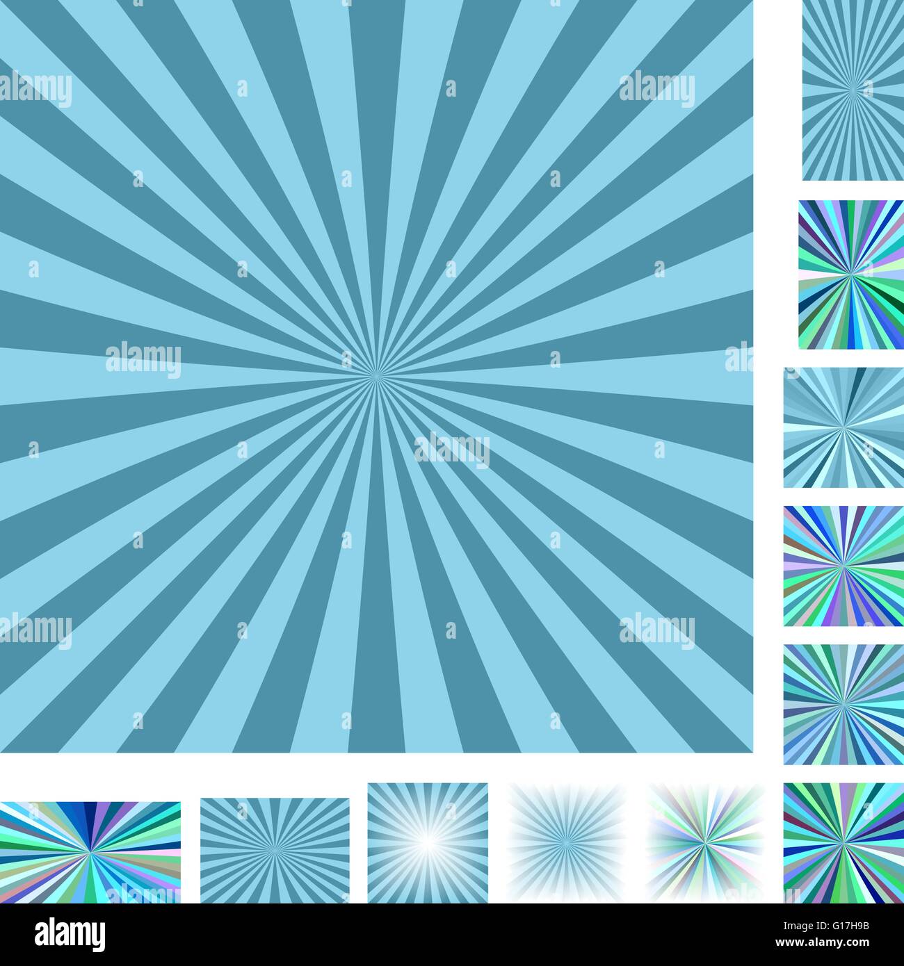 Retro light blue ray burst background set Stock Vector Image & Art - Alamy