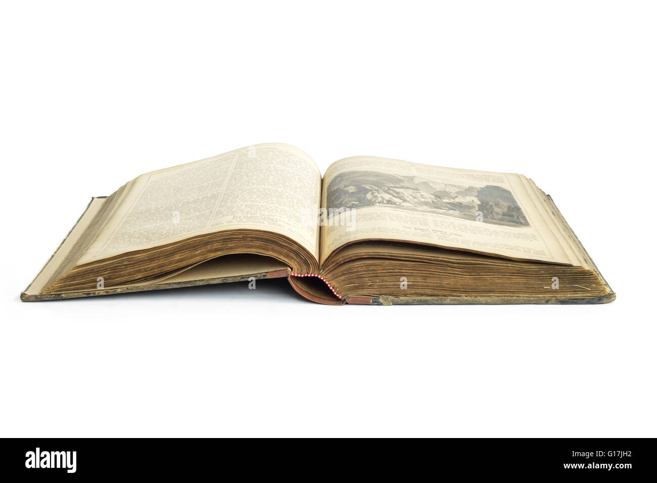 Opened old ancient german book with isolated white background Stock ...