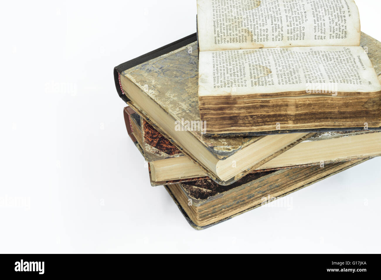 Group of old ancient german books with isolated white background Stock ...