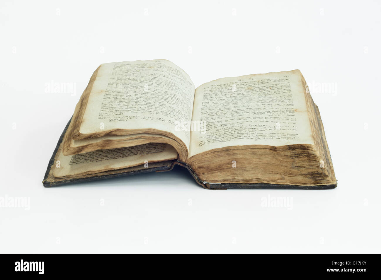 Opened old ancient german book with isolated white background Stock ...