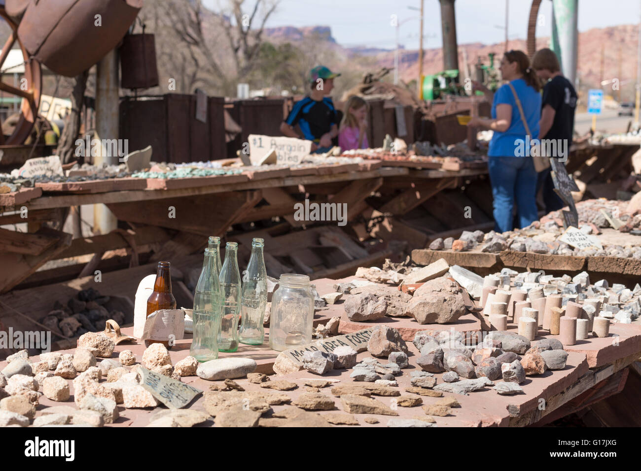 Family shopping at Lin Ottinger's Rock Shop in Moab, Utah Stock Photo ...