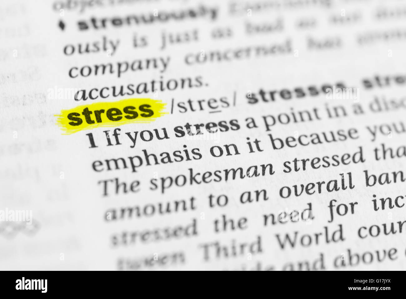 Stress definition High Resolution Stock Photography and Images - Alamy