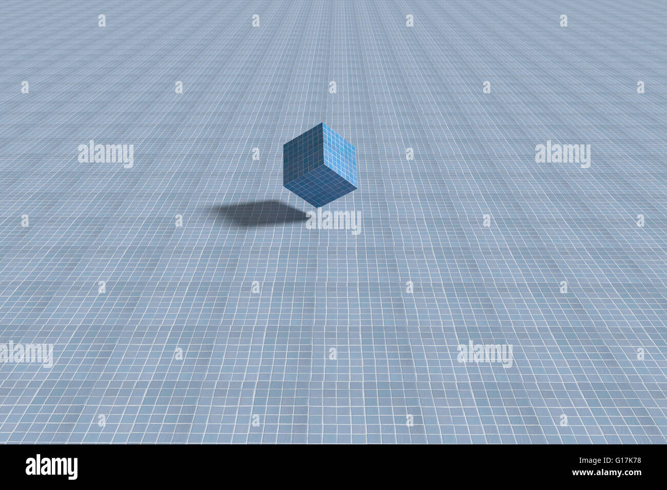 3d rendering of blue cube casting shadow on mosaic surface.Vector Stock ...
