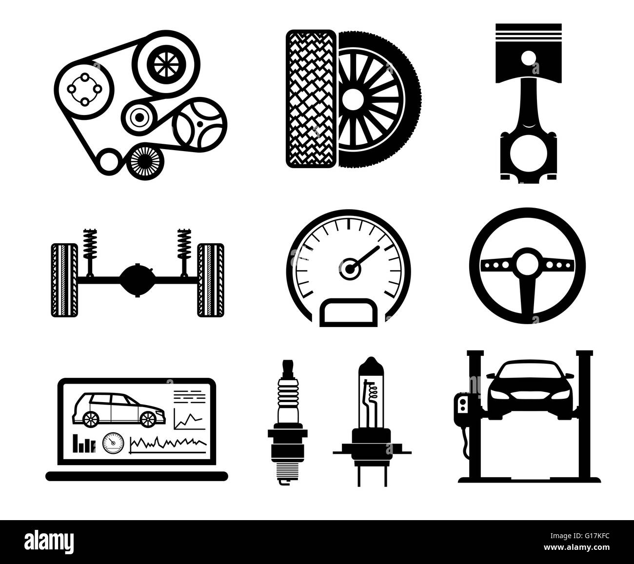 Car maintenance and repair icon set, vector Stock Vector Image & Art ...