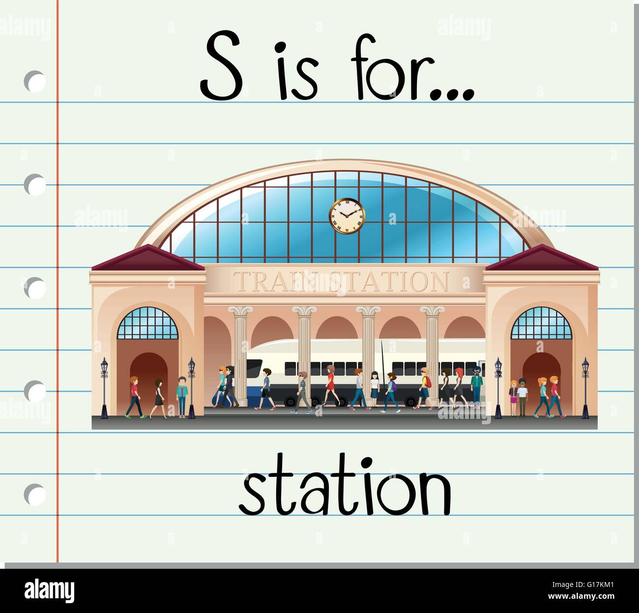 Flashcard letter S is for station illustration Stock Vector Image & Art ...