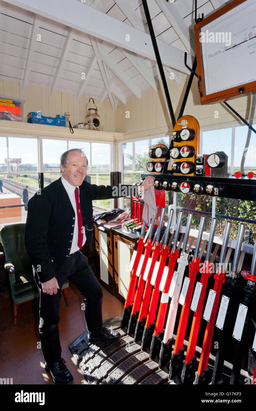 Mike Bussel, the signalman at Bishops Lydeard signalbox on the West ...