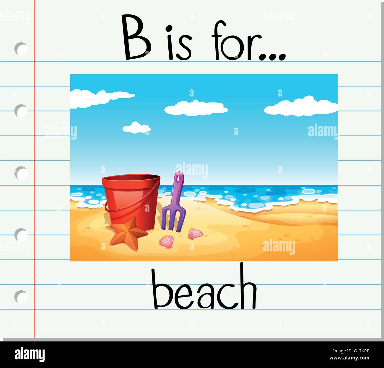 Flashcard letter B is for beach illustration Stock Vector Image & Art ...