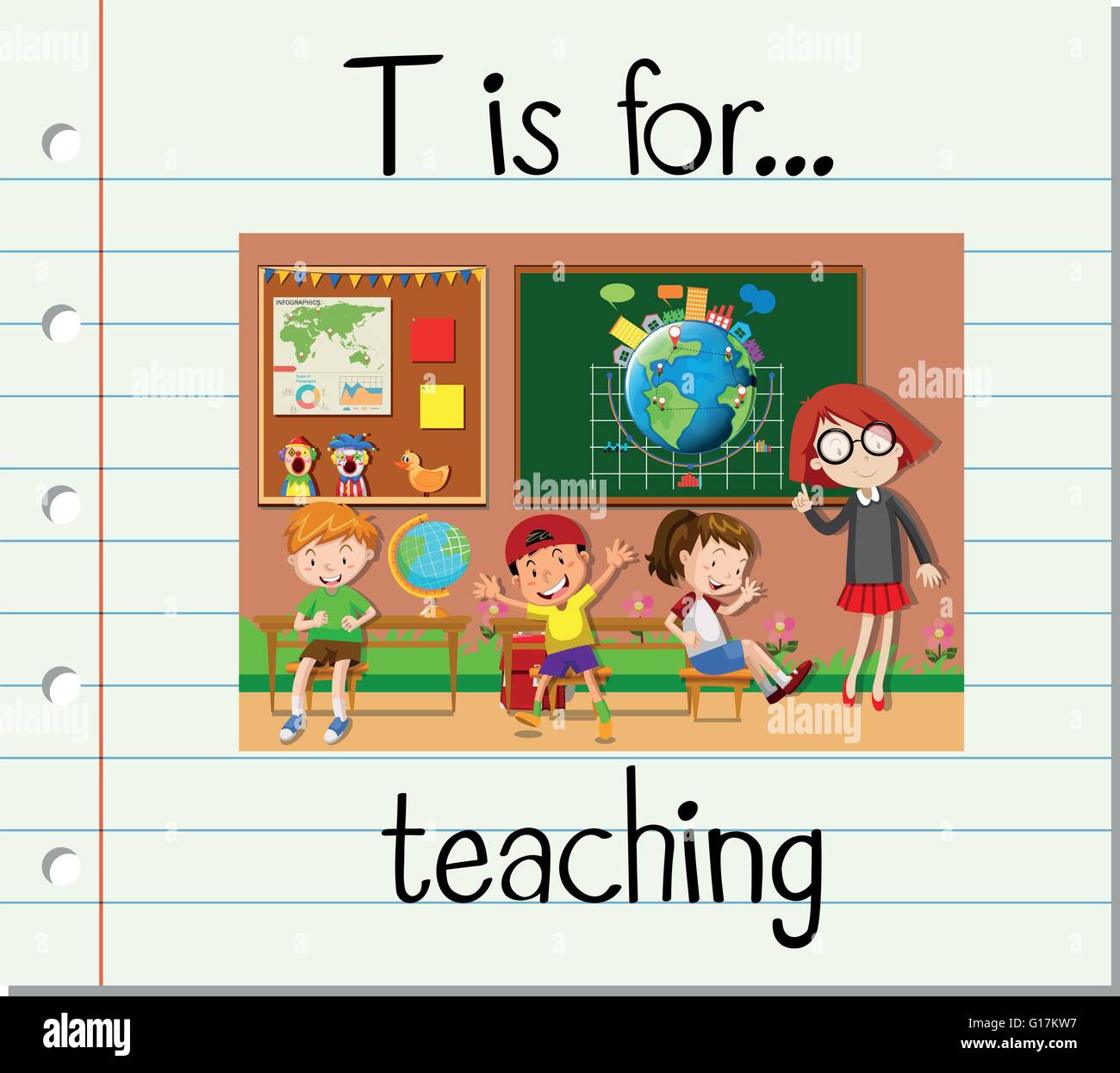 Flashcard letter T is for teaching illustration Stock Vector Image ...