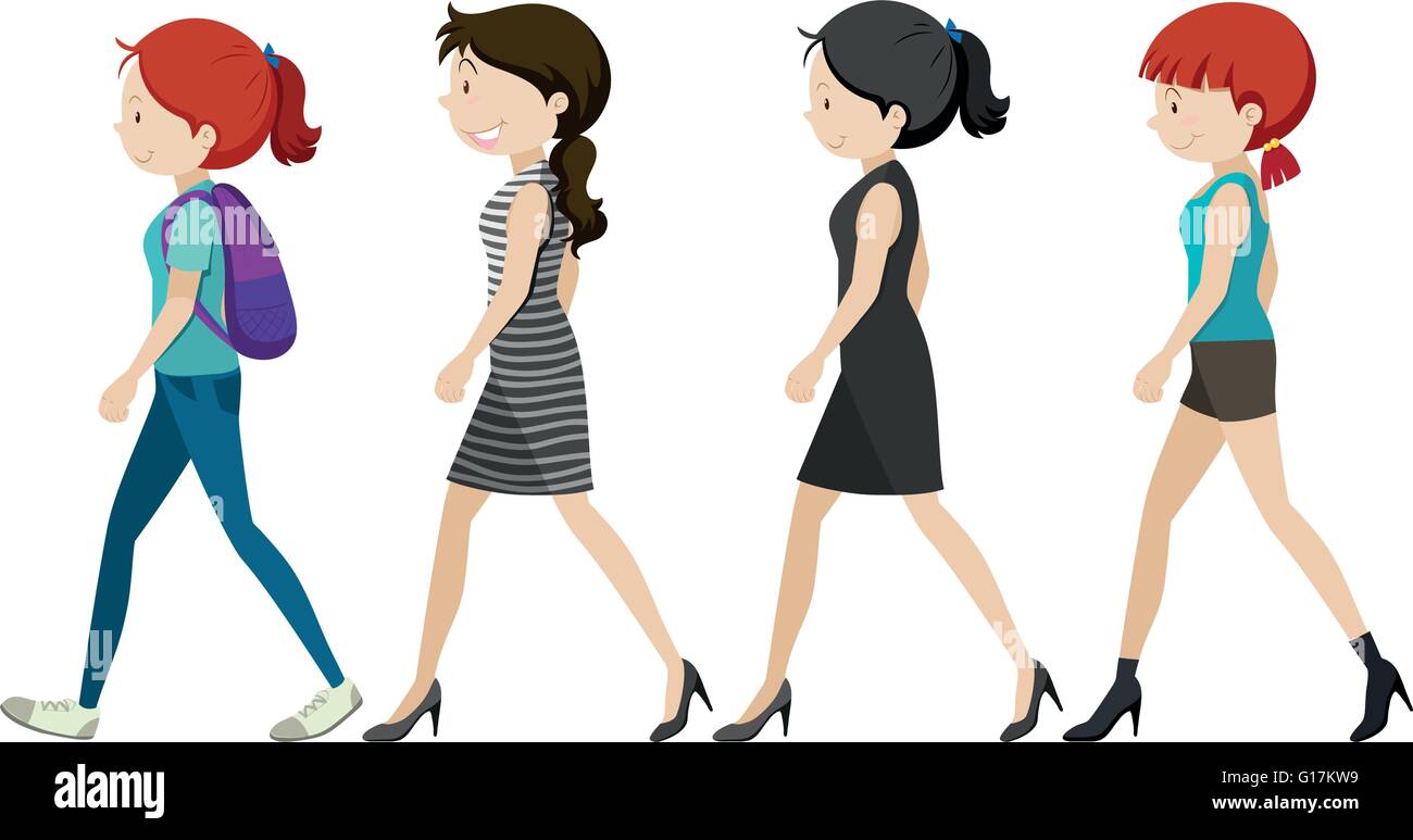 Cartoon illustration four women on hi-res stock photography and images ...