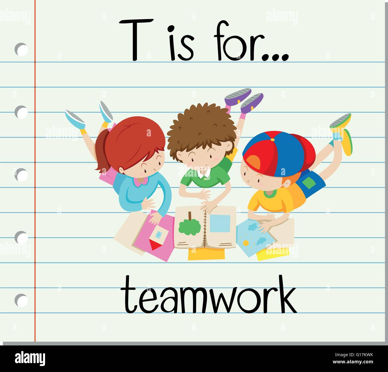 Flashcard letter T is for teamwork illustration Stock Vector Image ...