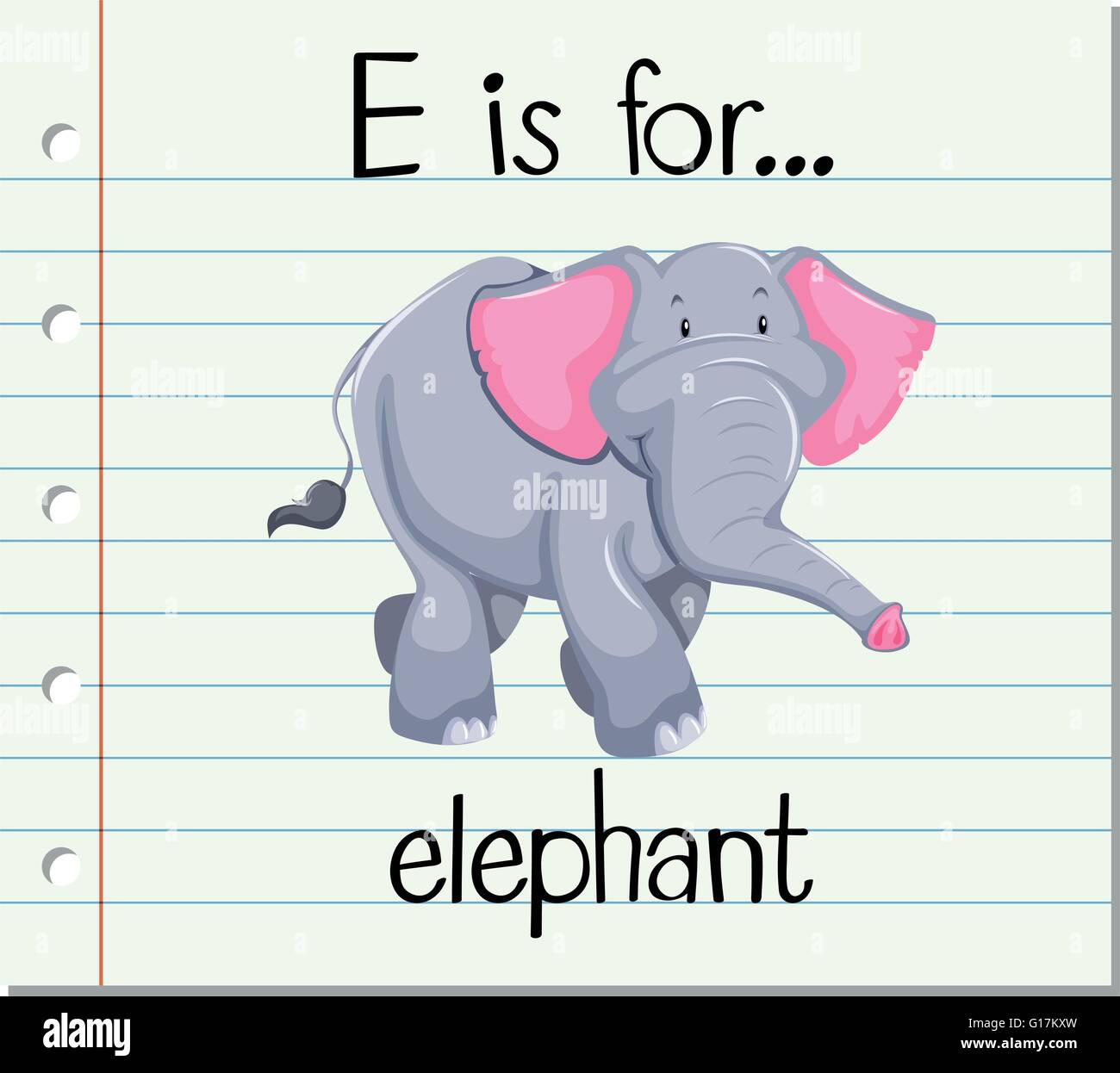 Flashcard letter E is for elephant illustration Stock Vector Image ...