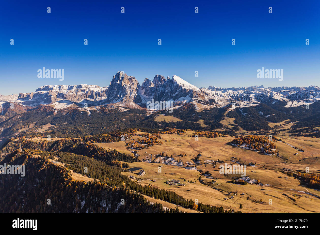 Mountain landscape, Dolomites, Italy taken from helicopter Stock Photo ...