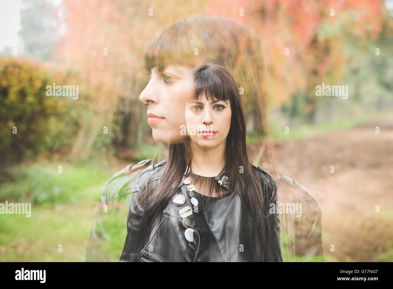Double image of young woman outdoors Stock Photo - Alamy