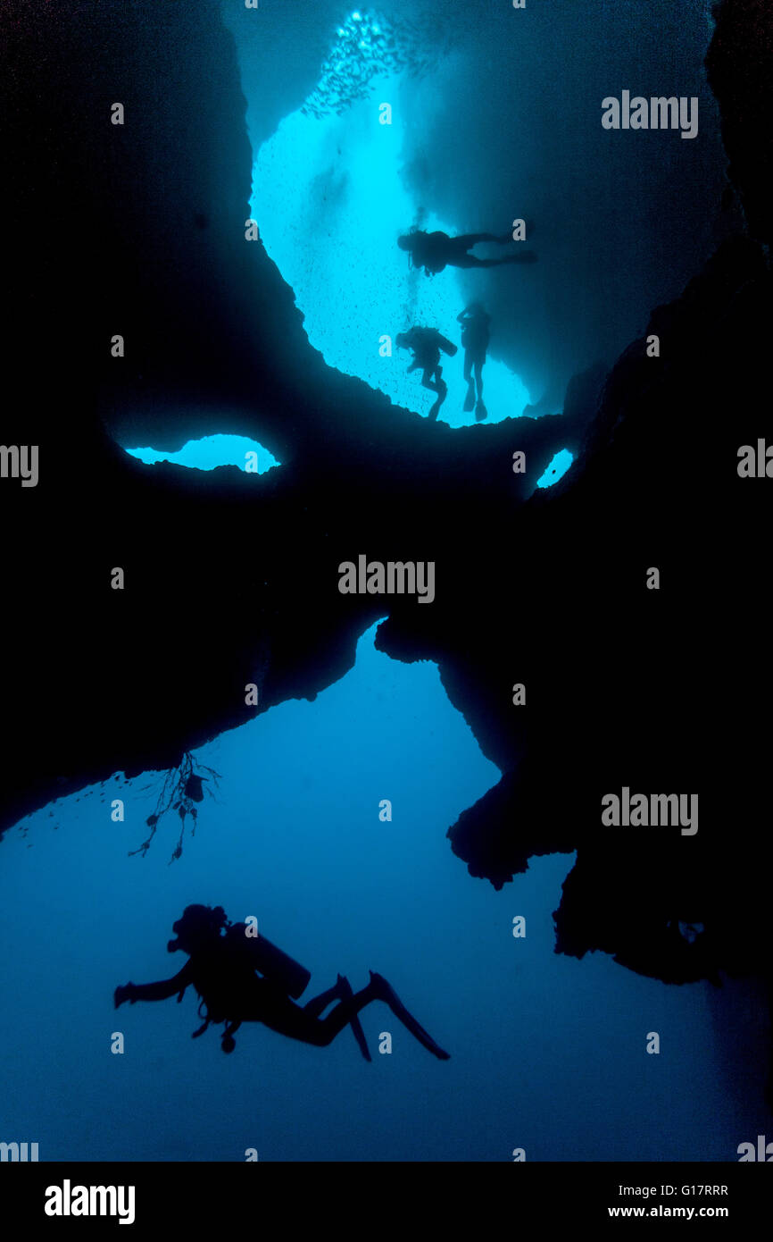 Diver swimming in cave system,, Cebu, Philippines Stock Photo - Alamy