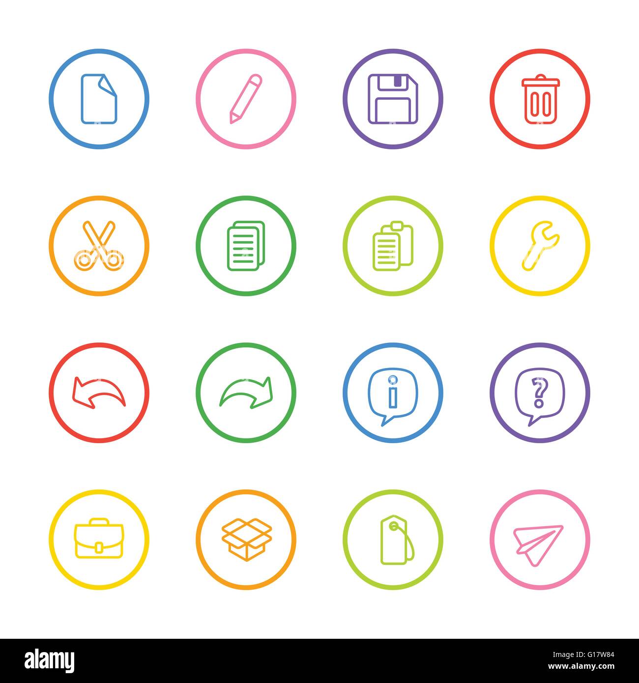 [EPS10] colorful line web icon set with circle frame for web, UI, infographic and mobile apps ...