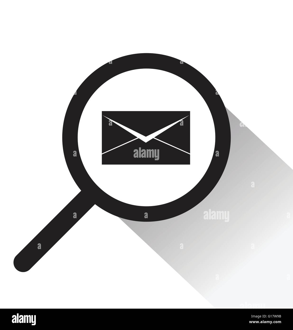 vector magnifying glass with Mail icon on white background Stock Vector ...