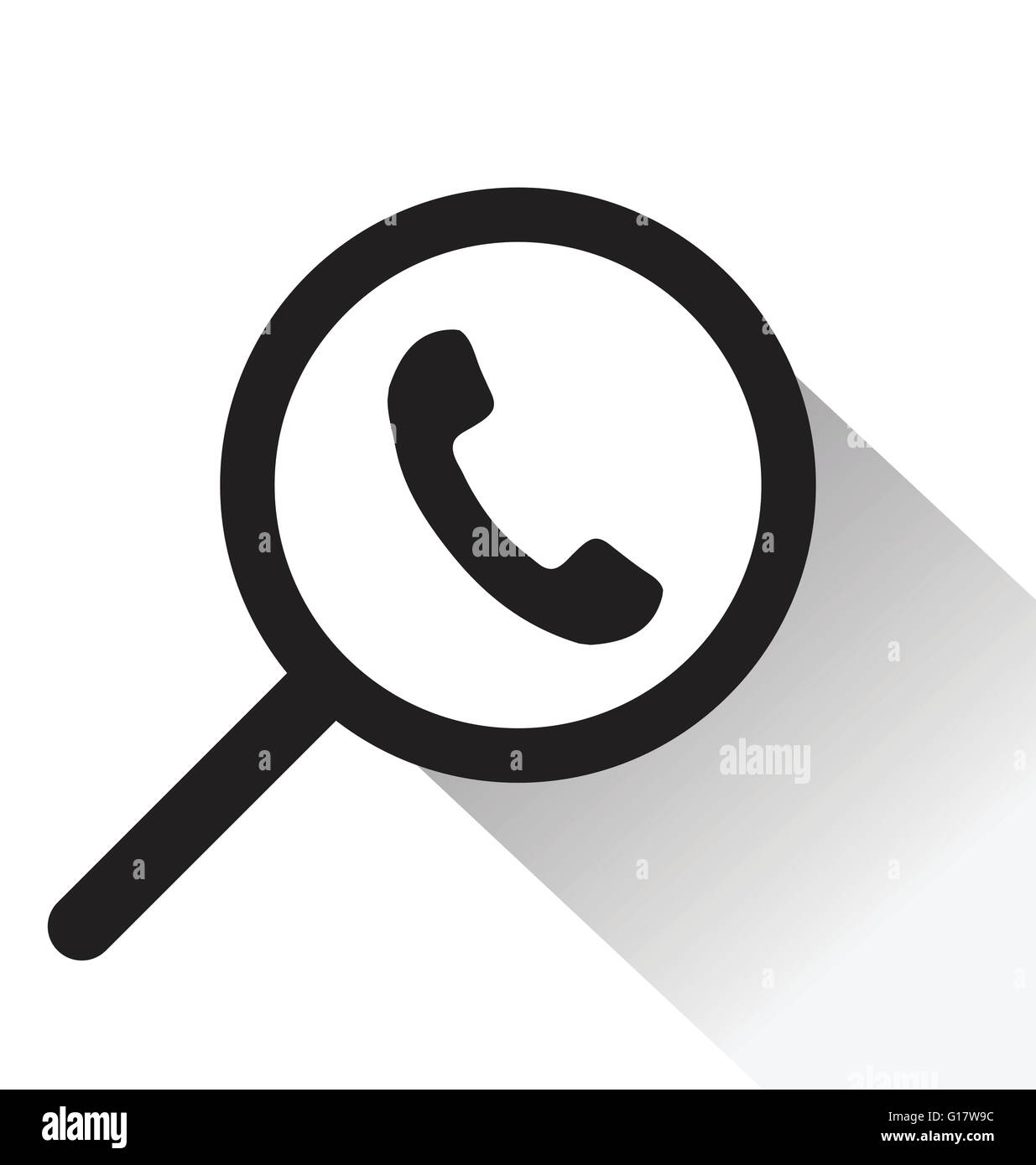 vector magnifying glass with Telephone icon on white background Stock ...