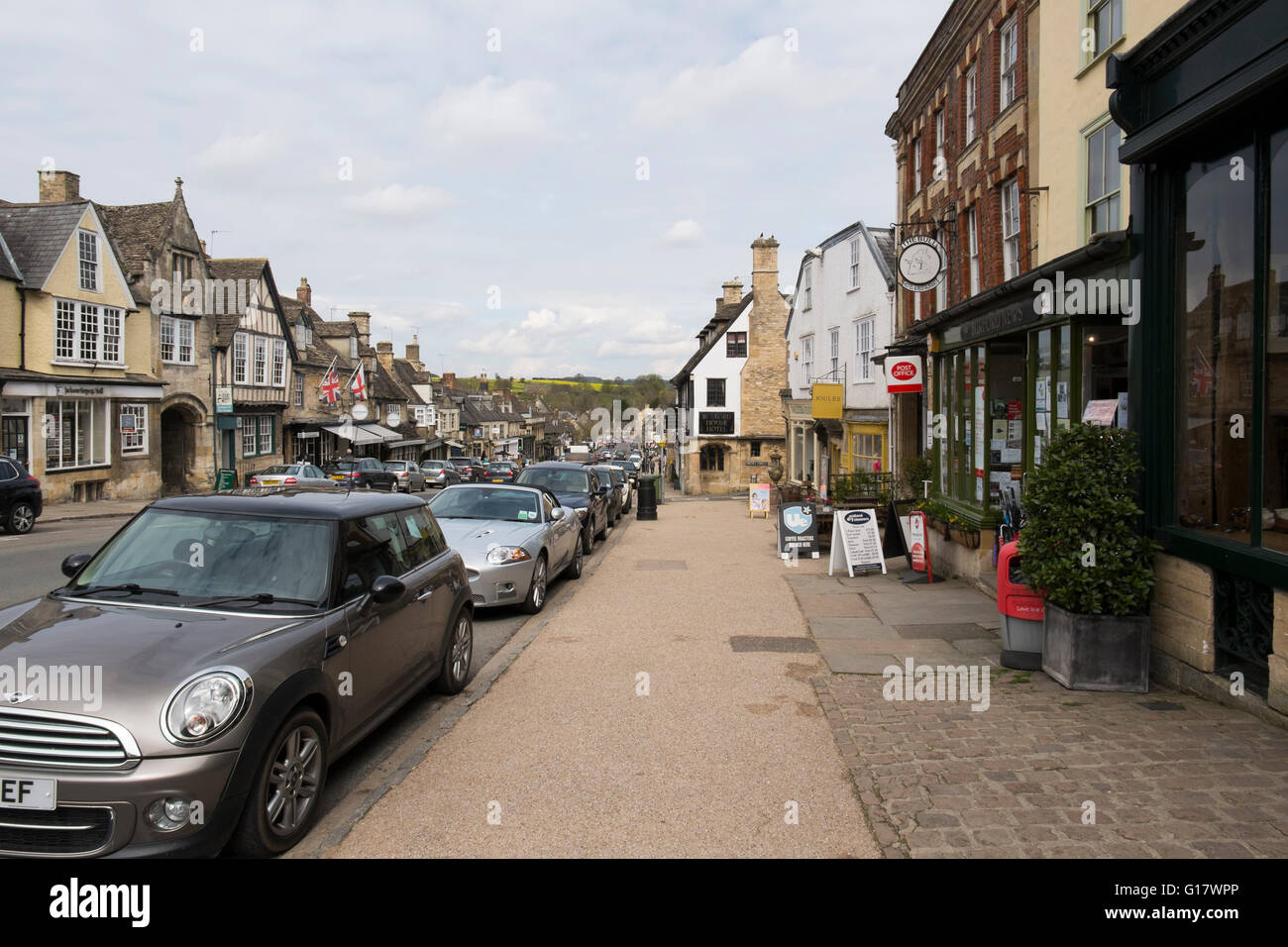 Shops and post office on The Hill on the A361 through Burford ...