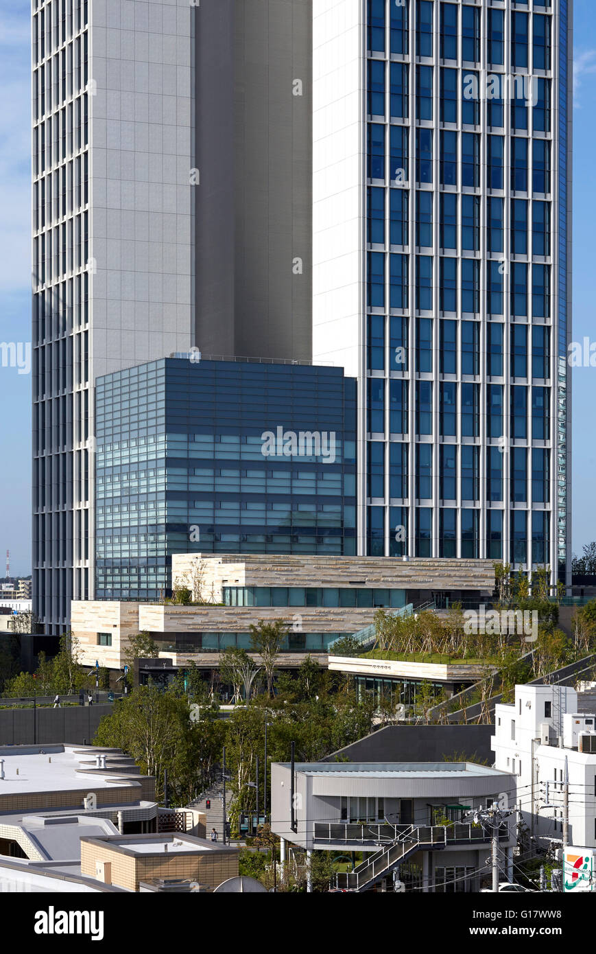 High tower view from rooftop. Futako-Tamagawa Development, Tokyo, Japan ...