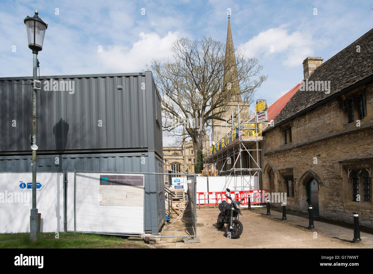 Building being renovated in Church Lane, Burford, Oxfordshire, UK Stock ...