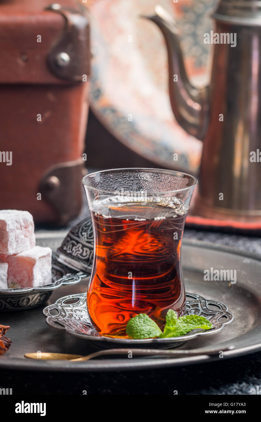 tea and turkish delight Stock Photo - Alamy