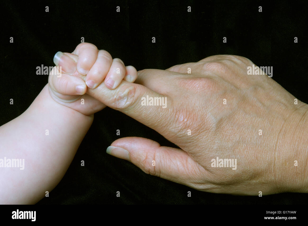 Baby's hand grasps mother's finger Stock Photo - Alamy
