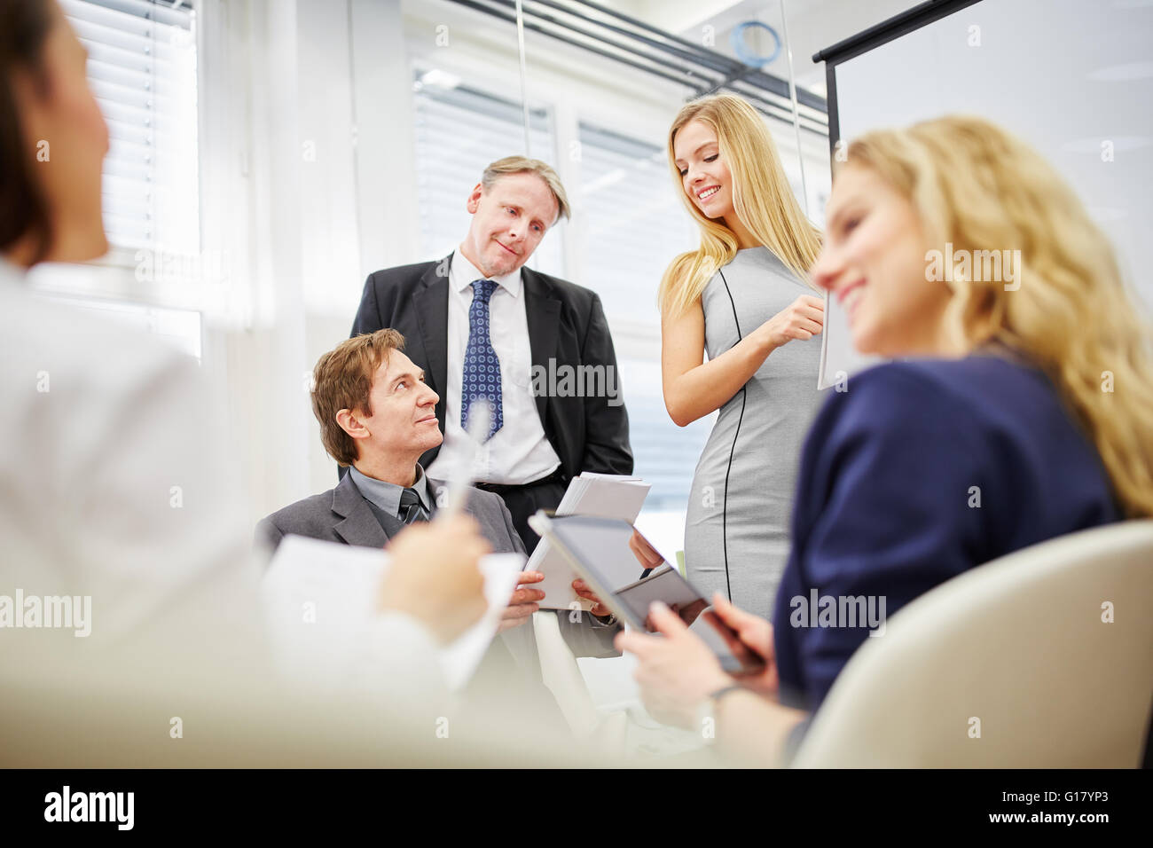 Business meeting a discussion in a team about strategy planning Stock ...