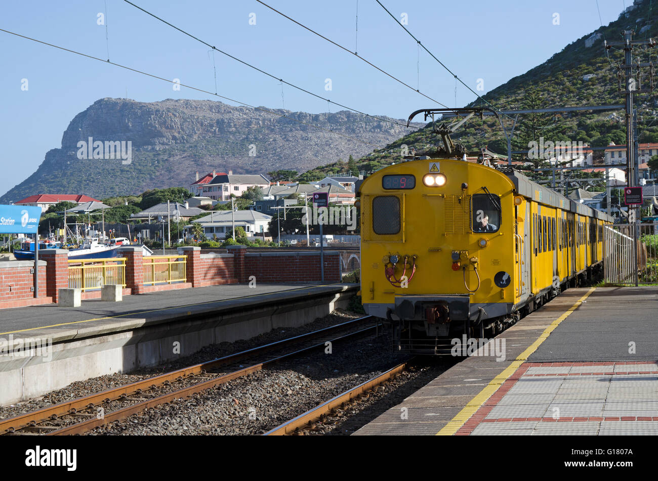 KALK BAY STATION WESTERN CAPE SOUTH AFRICA A suburban train on the ...