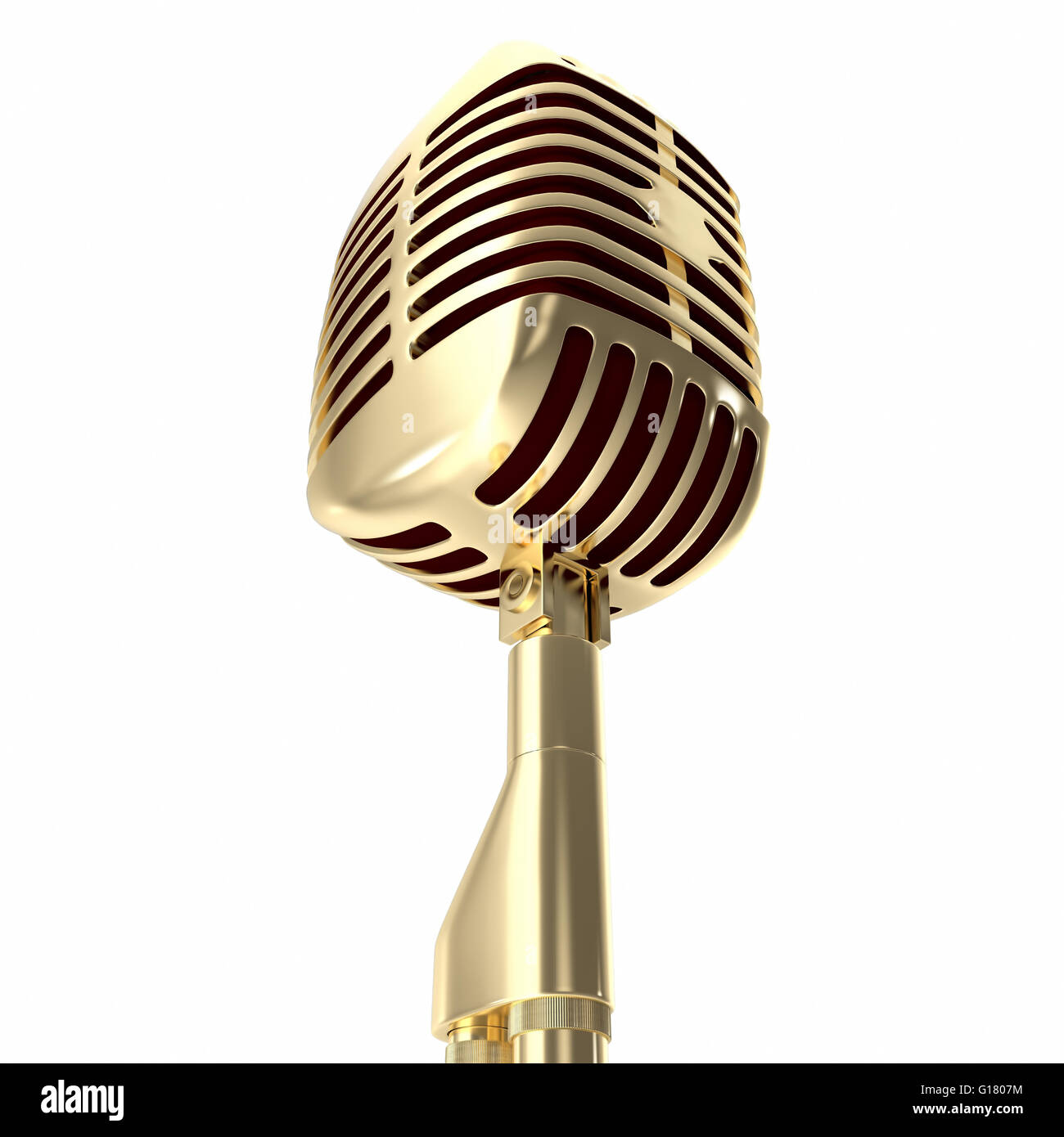 Vintage gold microphone isolated on white background Stock Photo - Alamy
