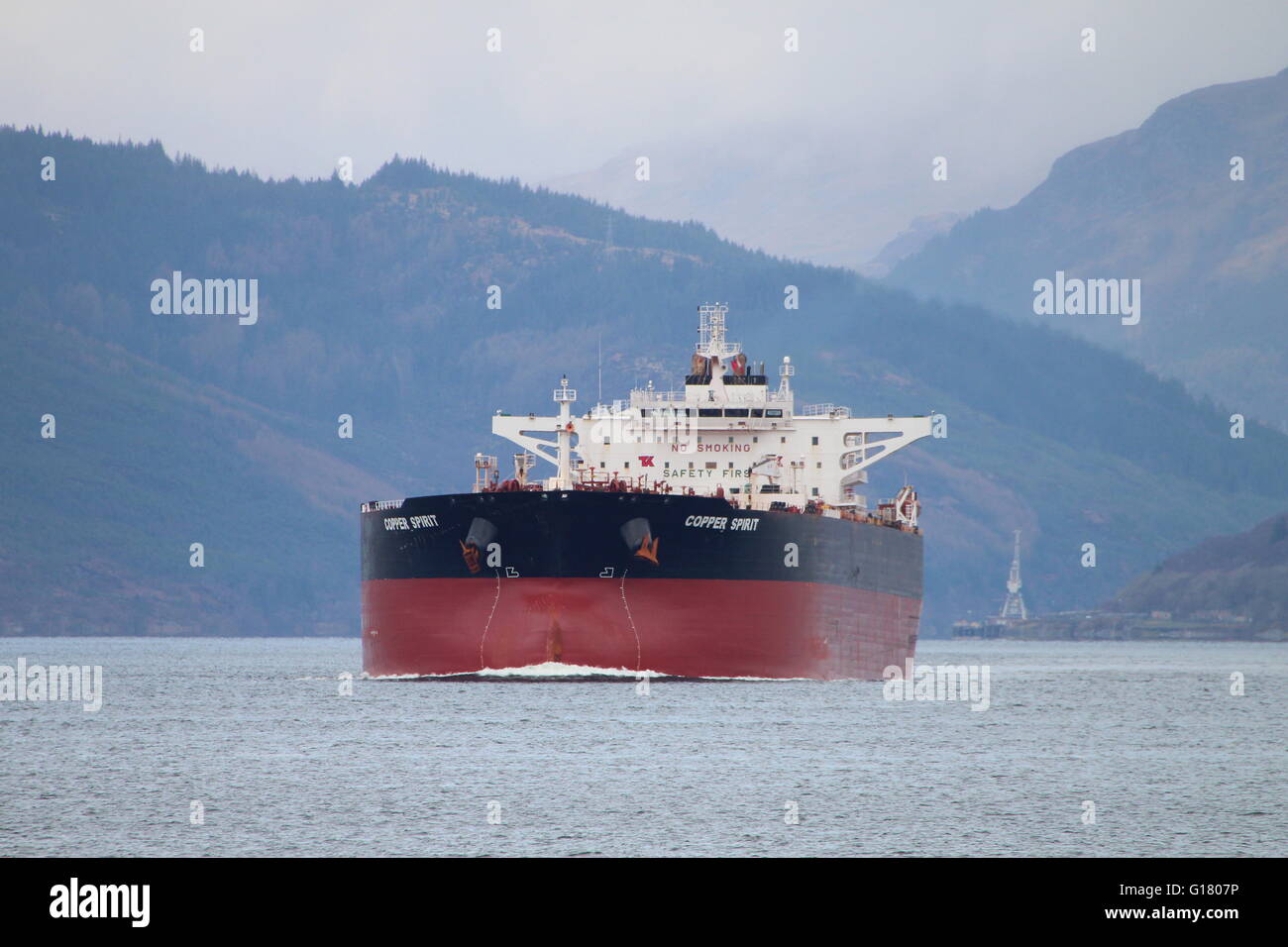 The crude oil tanker Copper Spirit heading down the Firth of Clyde ...