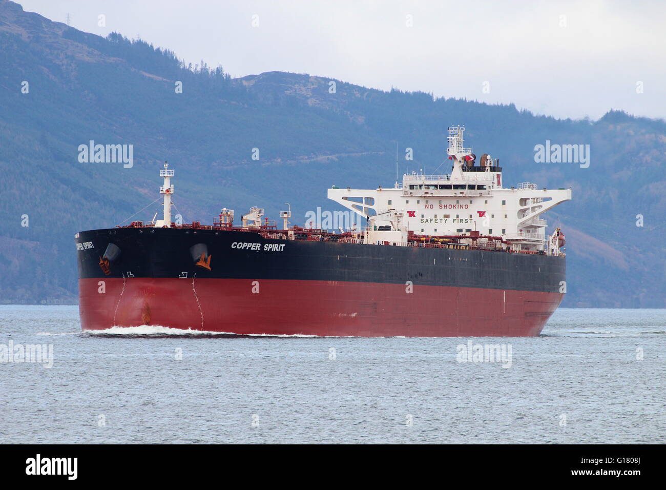 The crude oil tanker Copper Spirit heading down the Firth of Clyde ...