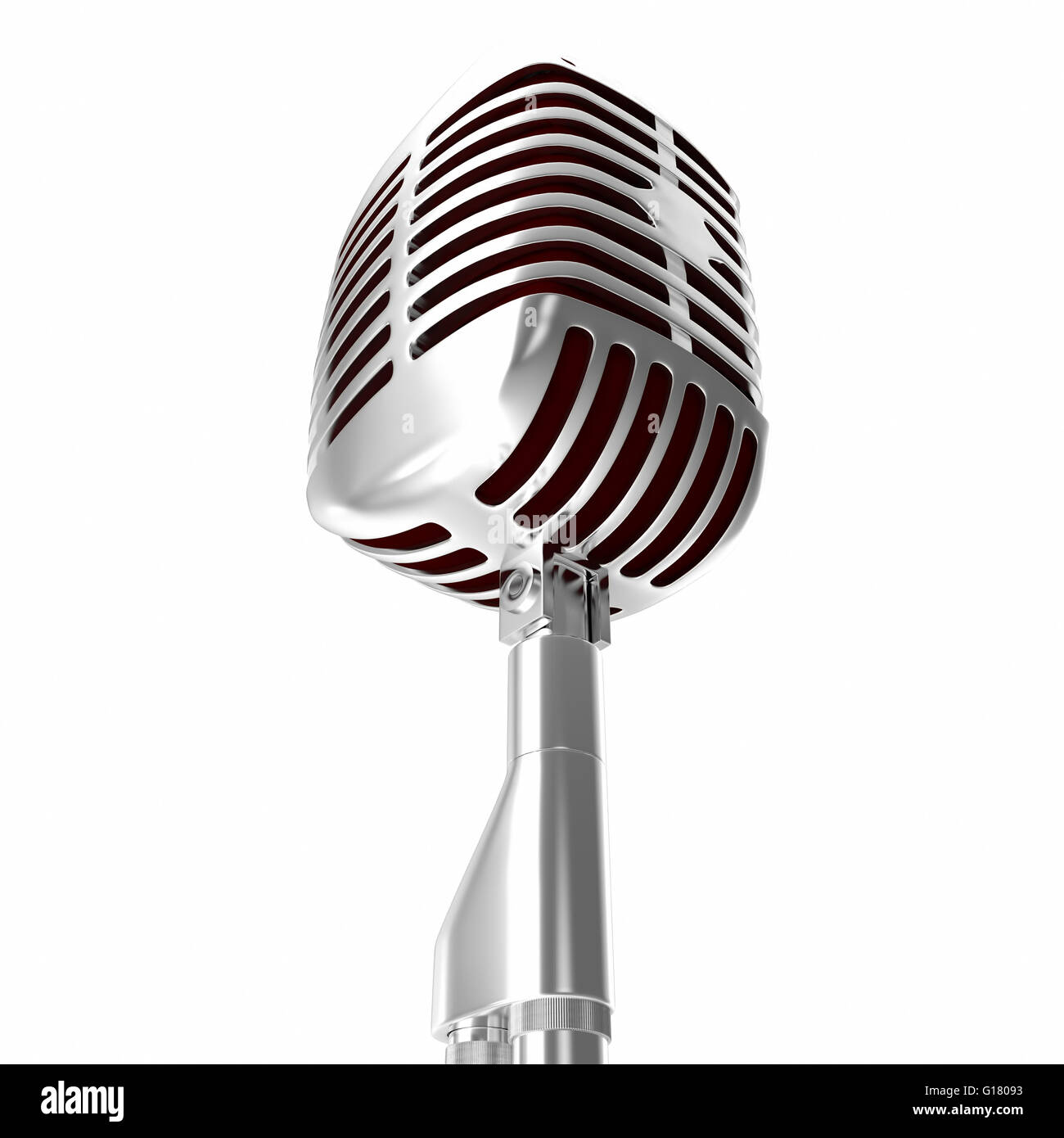 Retro silver microphone isolated on white background Stock Photo - Alamy
