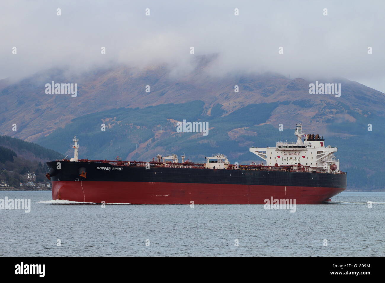 The crude oil tanker Copper Spirit heading down the Firth of Clyde ...