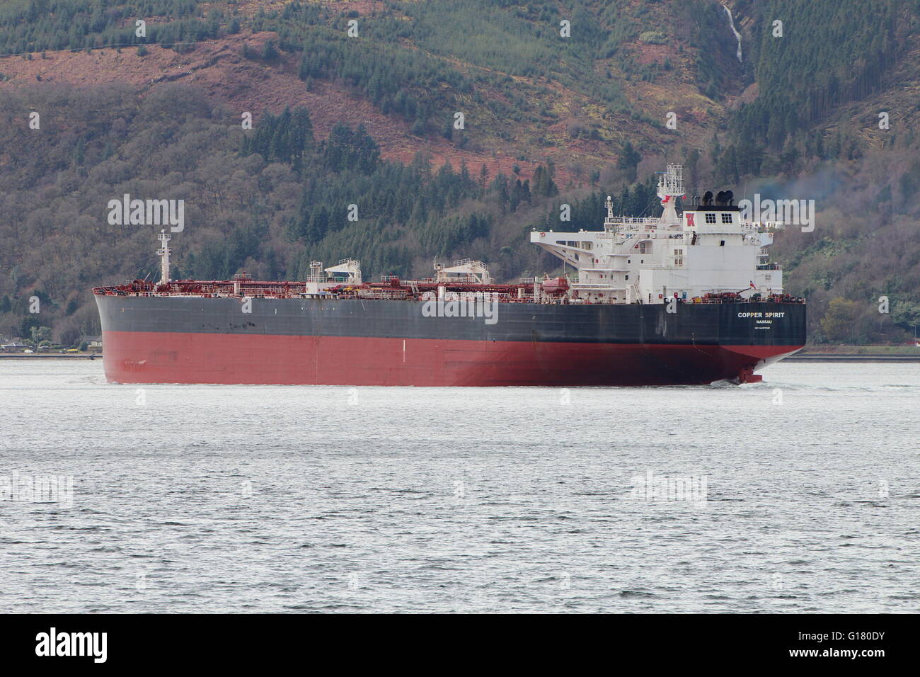 The crude oil tanker Copper Spirit heading down the Firth of Clyde ...
