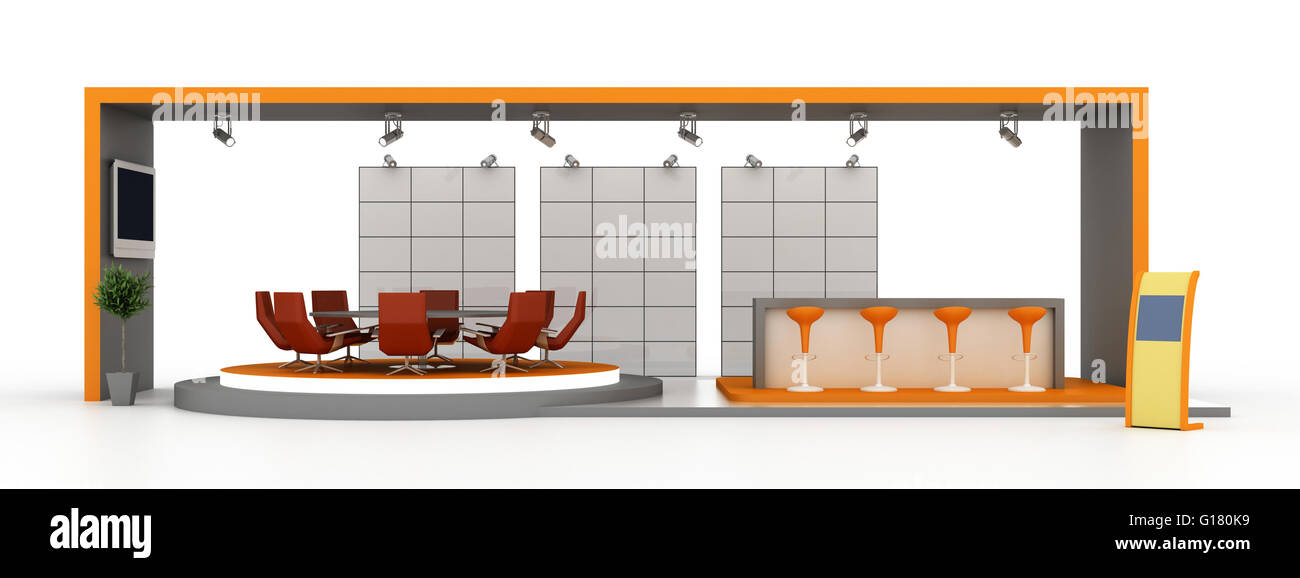 Empty exhibition booth, copy space illustration, 3d rendering Stock ...