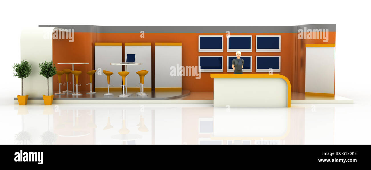 Empty exhibition booth, copy space illustration, 3d rendering Stock ...