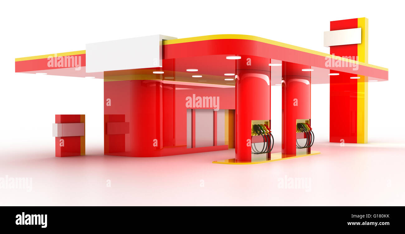 Empty gas station, copy space illustration, 3d rendering Stock Photo ...