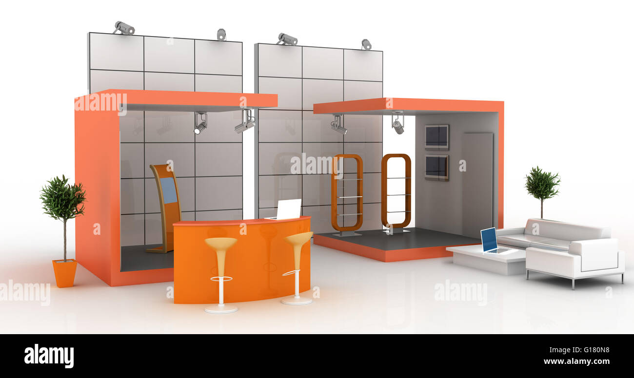 Empty exhibition booth, copy space illustration, 3d rendering Stock ...