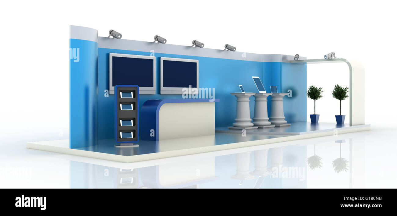 Empty exhibition booth, copy space illustration, 3d rendering Stock ...