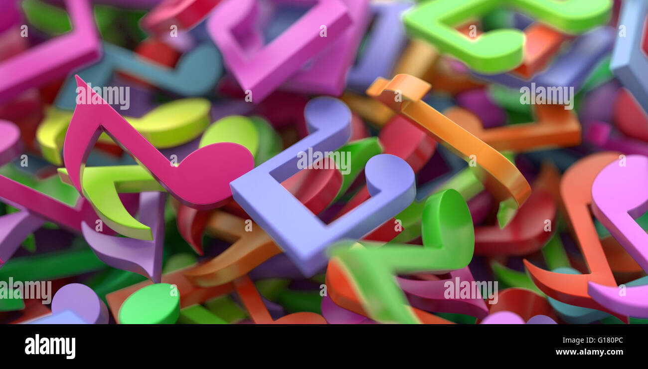 Musical notes on a plane, original illustration background Stock Photo ...