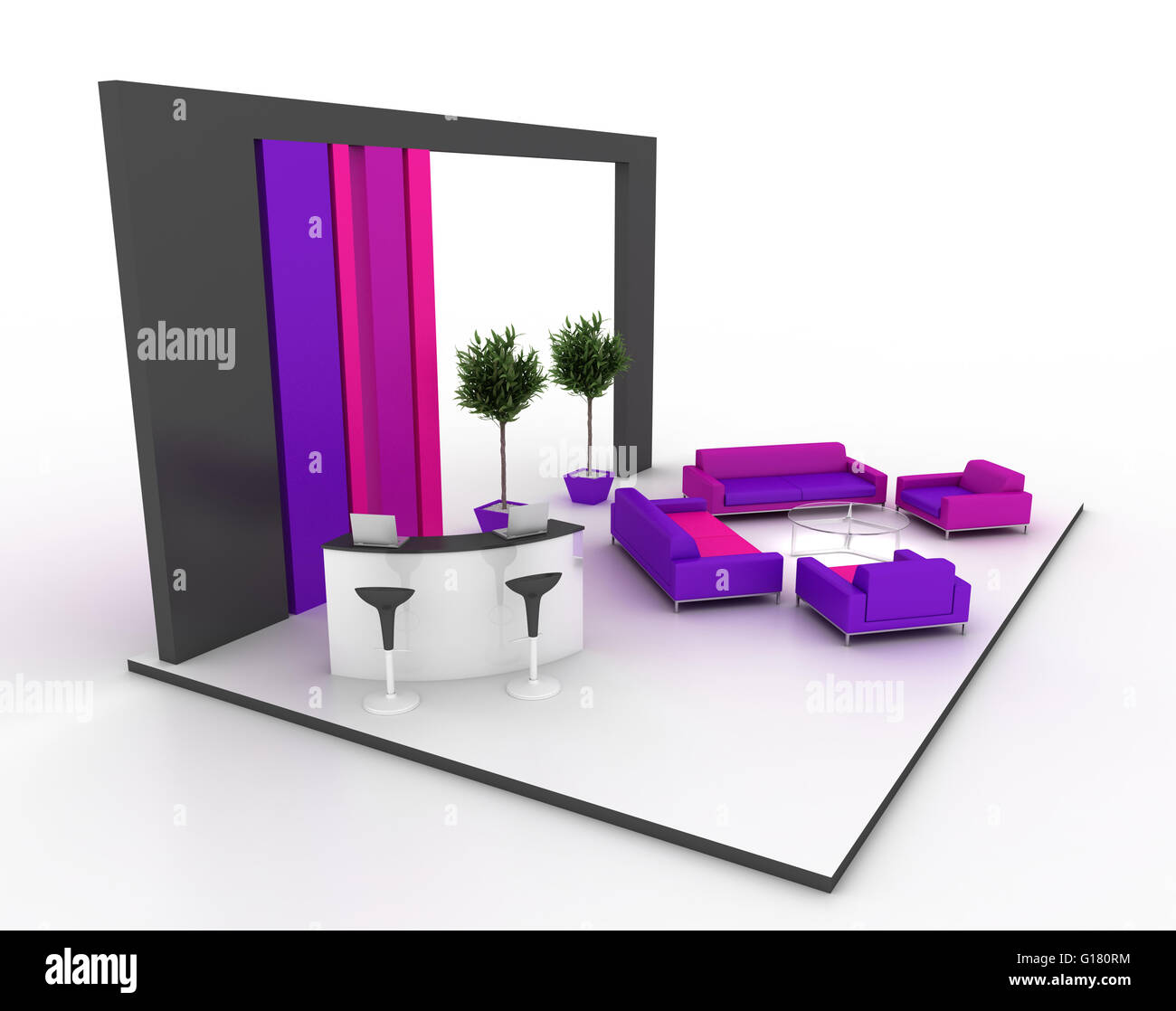 Empty exhibition booth, copy space illustration, 3d rendering Stock ...