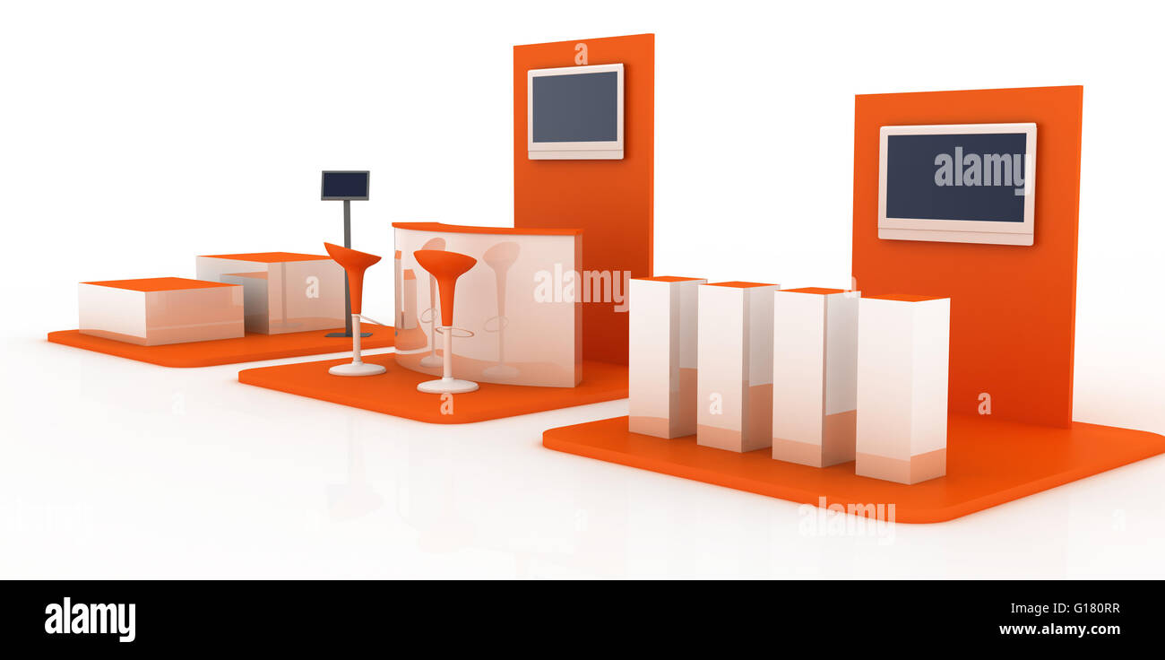 Empty exhibition booth, copy space illustration, 3d rendering Stock ...