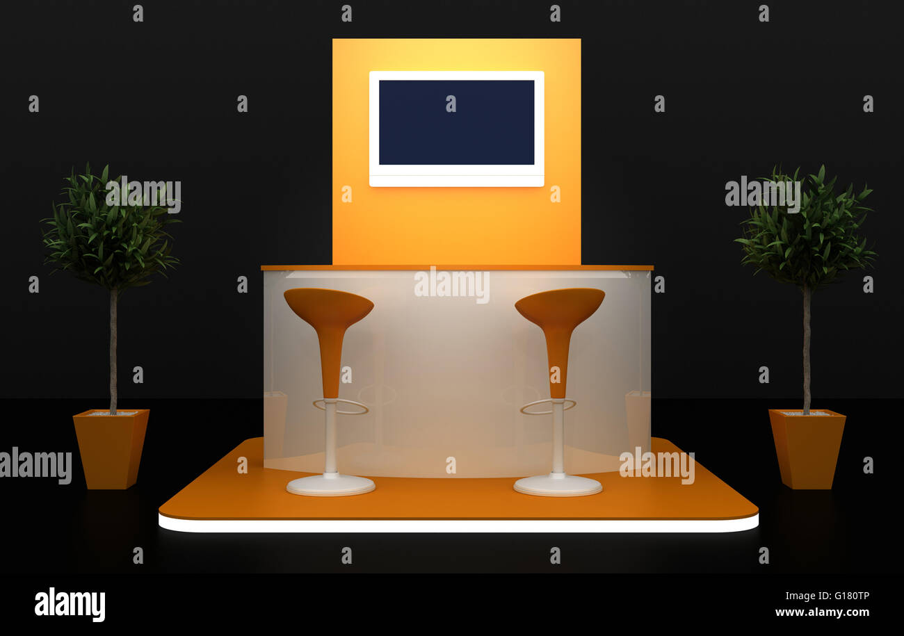 Empty exhibition booth, copy space illustration, 3d rendering Stock ...