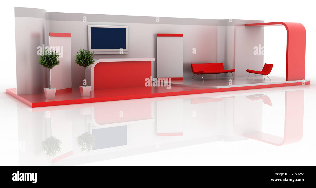 Empty exhibition booth, copy space illustration, 3d rendering Stock ...