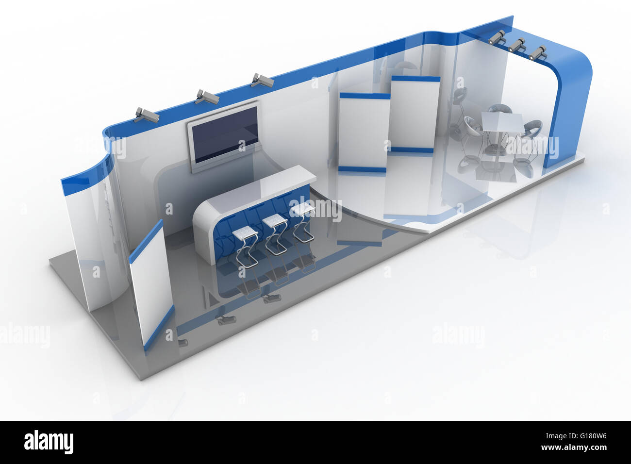 Empty exhibition booth, copy space illustration, 3d rendering Stock ...