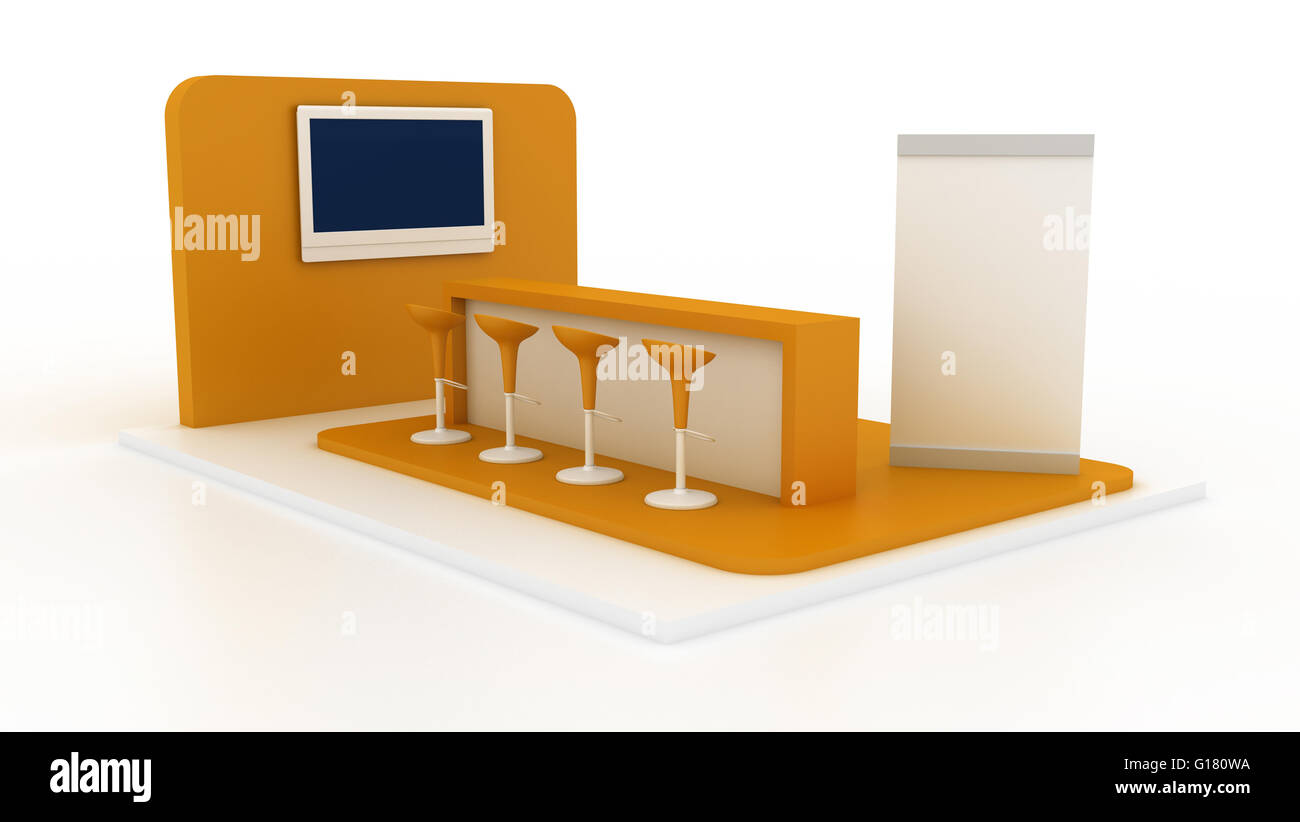 Empty exhibition booth, copy space illustration, 3d rendering Stock ...