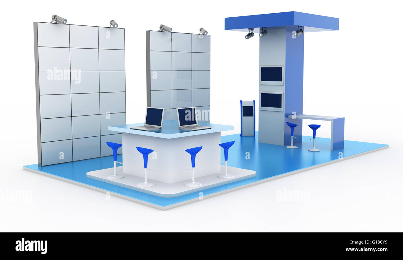 Empty exhibition booth, copy space illustration, 3d rendering Stock ...