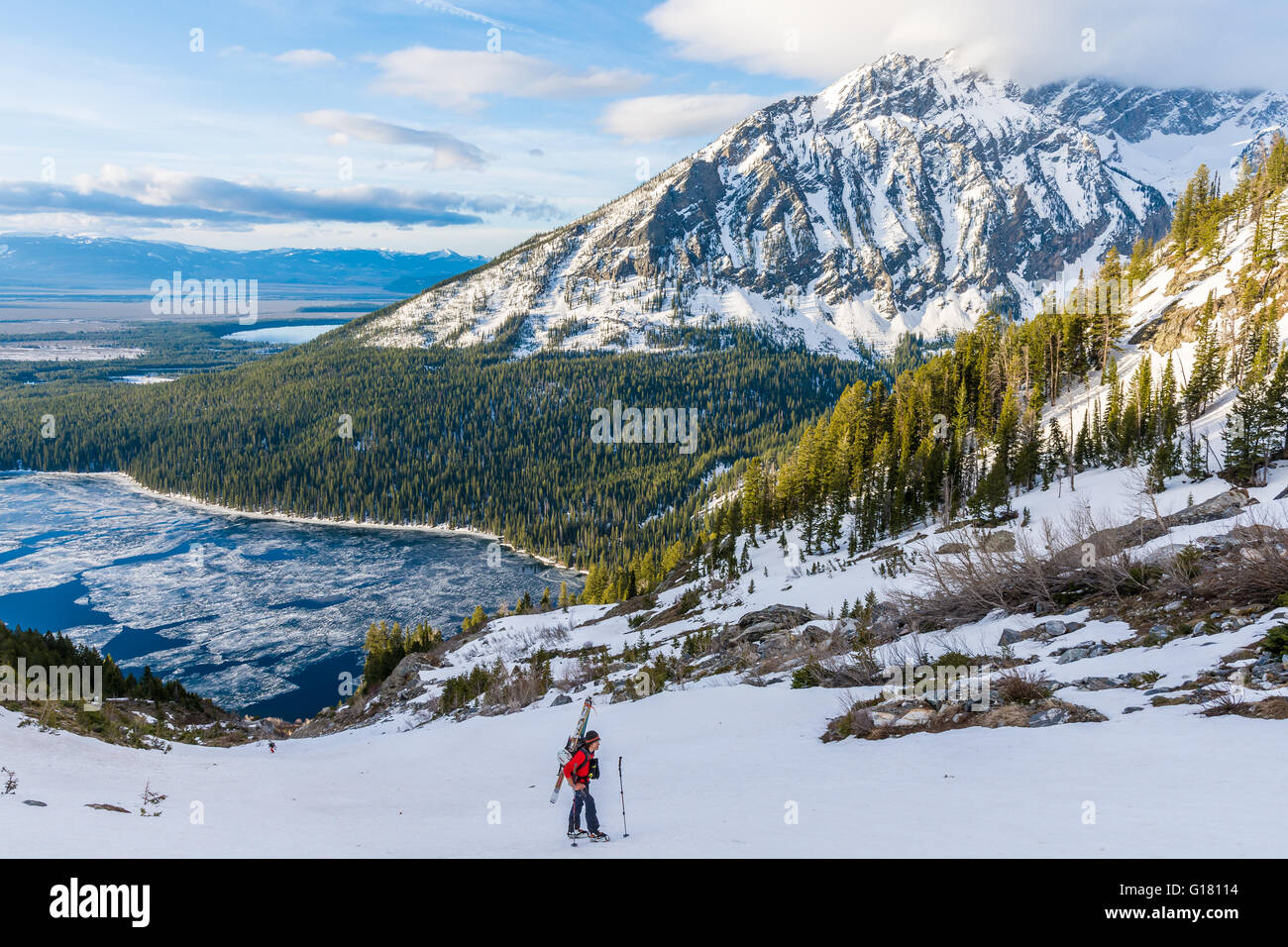 Troy Cobb on apprach to Mount Moran summit in the Grand Teton National ...